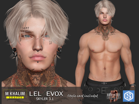 Second Life Marketplace - Kelly Male Shape Skyler Lelutka Head Evox 3.1
